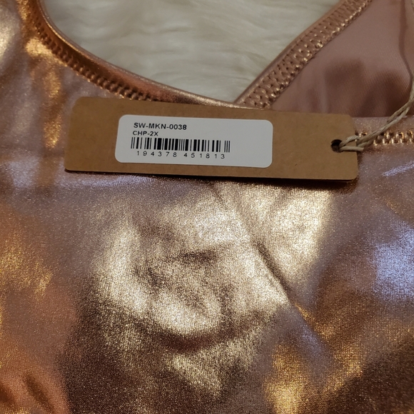 SKIMS | Swim | Skims Swim Cut Out Monokini Metallic Champagne Rose Gold ...